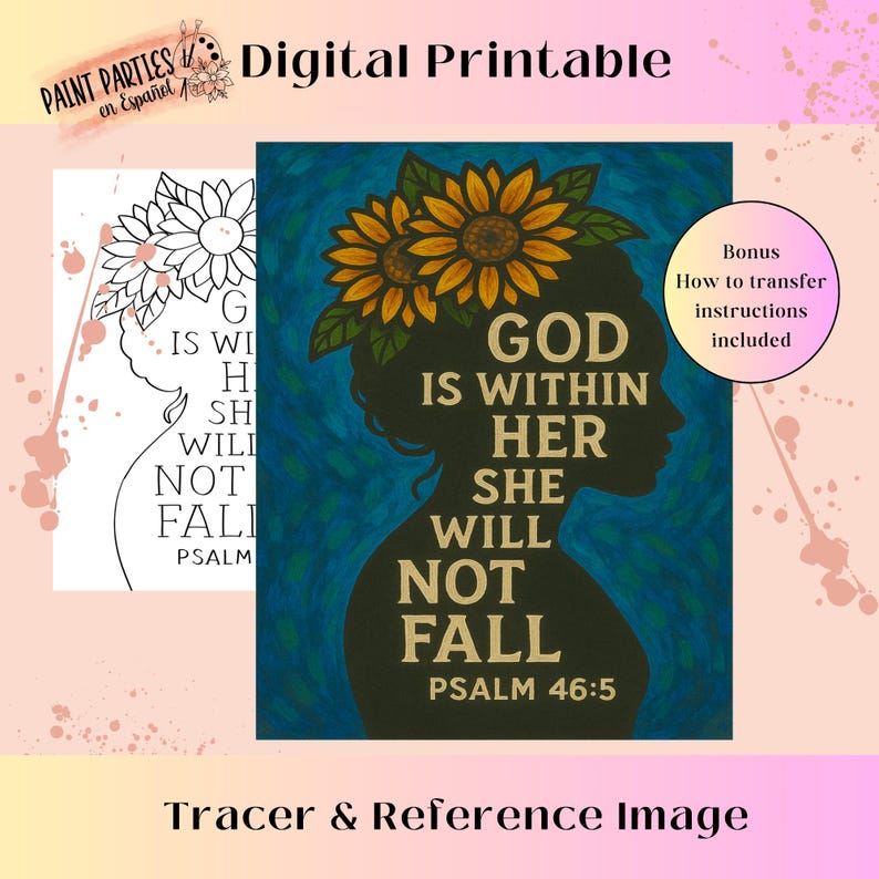 Faith Sip and Paint Party Template: Sunflower Silhouette (digital ...
