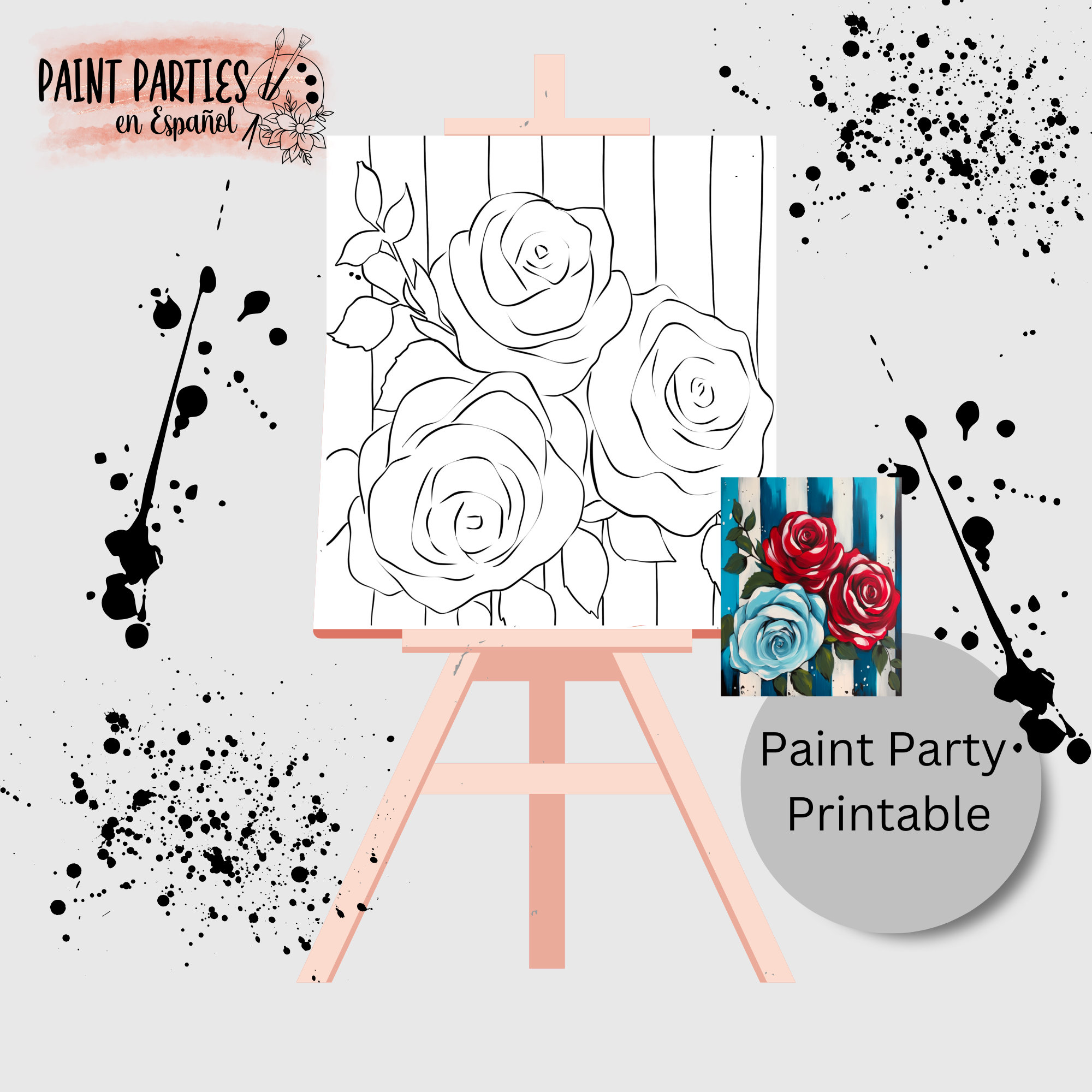 DIY Paint Party Printable Adult Paint & Sip Template Canvas Stencil ...