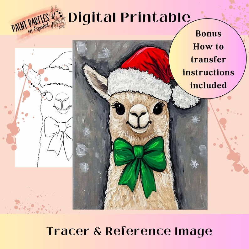 Christmas Printable Adult Paint & Sip Template Canvas Stencil Coloring ...