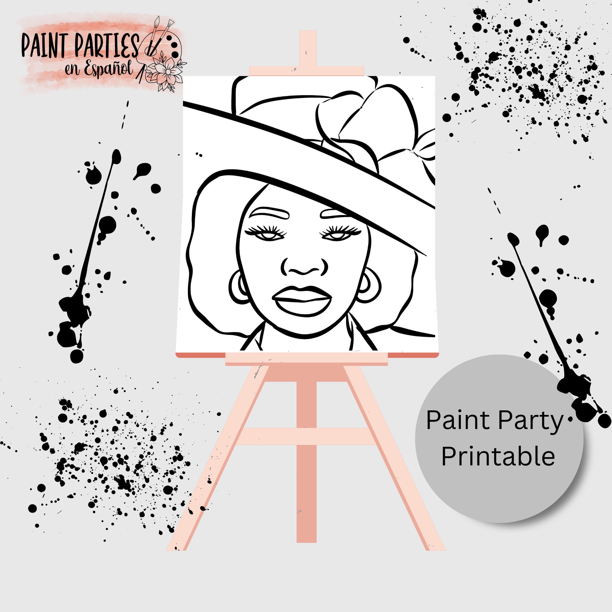 DIY Paint Party Printable Adult Paint & Sip Template Canvas Stencil ...
