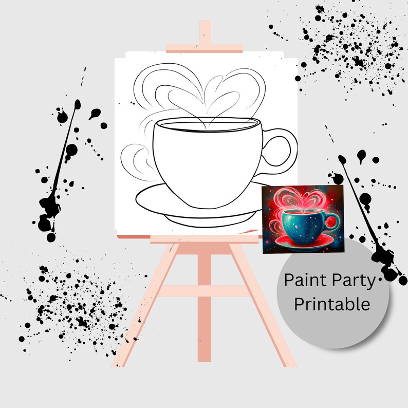 DIY Paint Party Printable Adult Paint & Sip Template Canvas Stencil ...