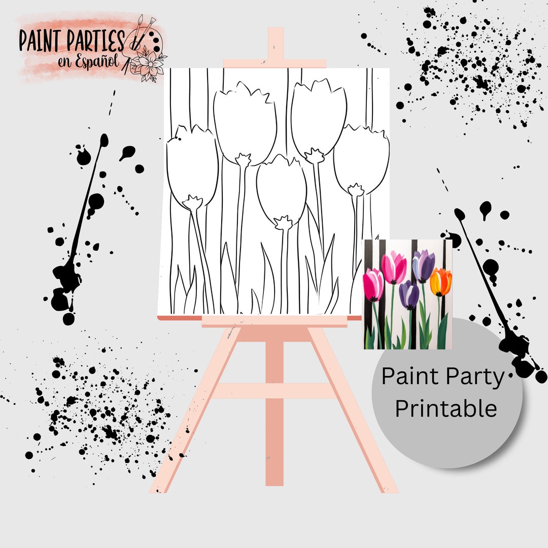 DIY Paint Party Printable Adult Paint & Sip Template Canvas Stencil ...