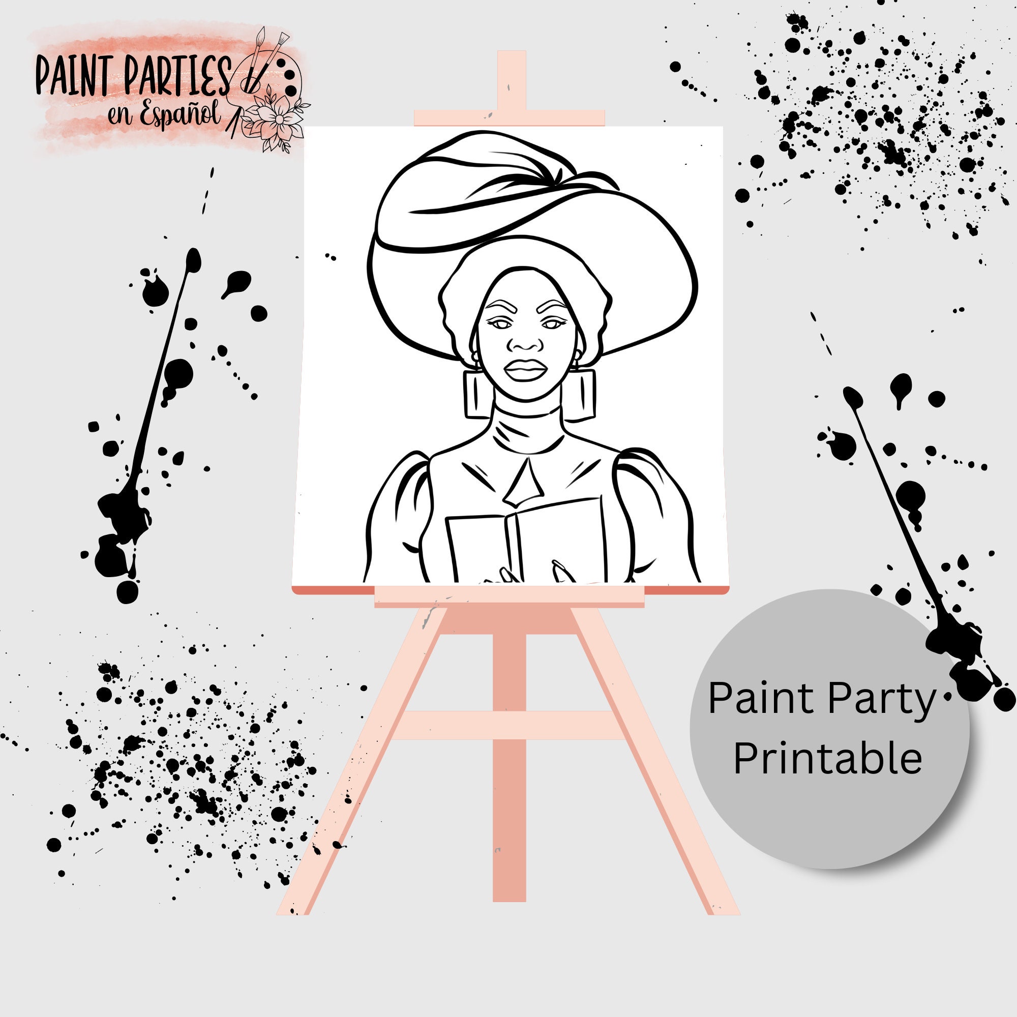 DIY Paint Party Printable Adult Paint & Sip Template Canvas Stencil ...