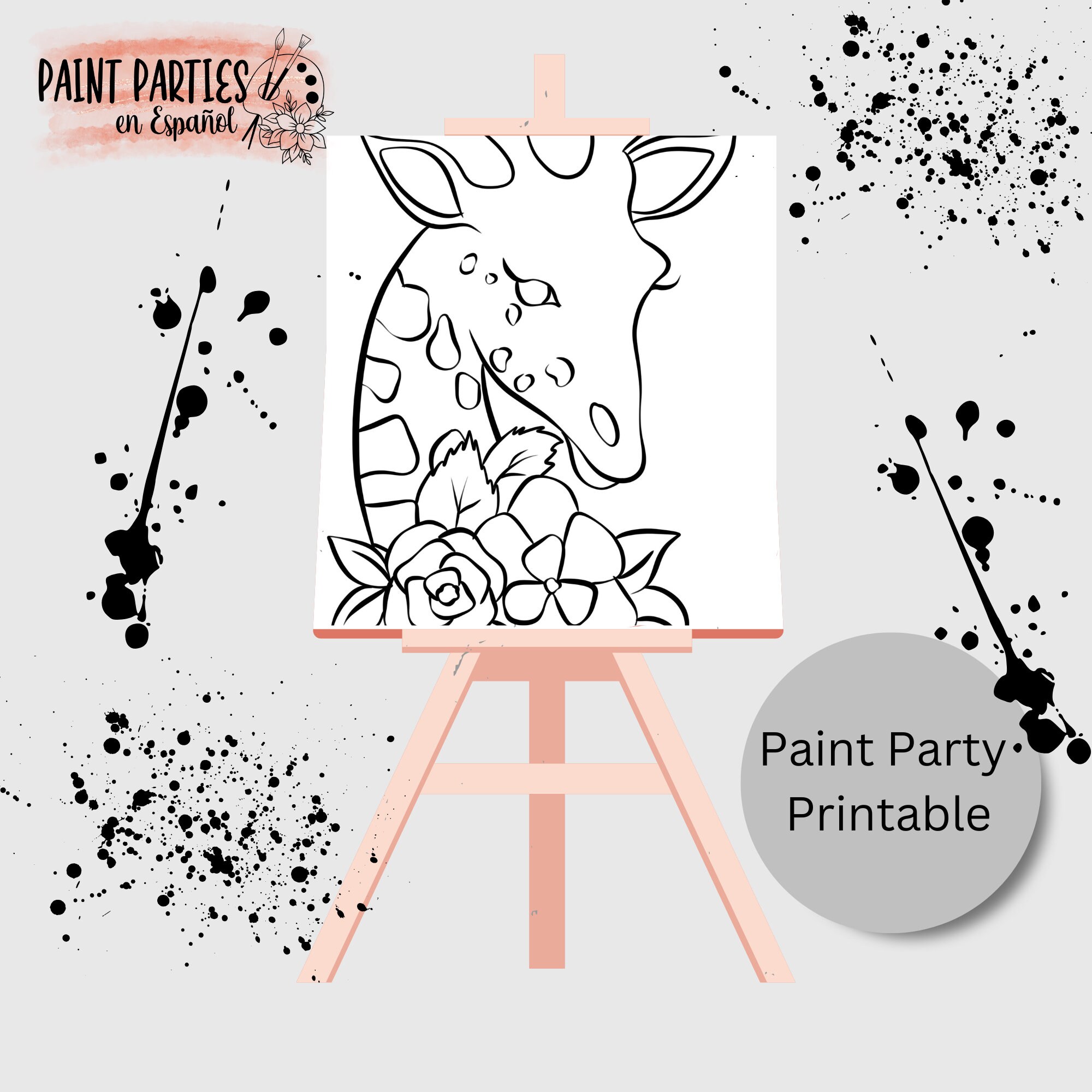 DIY Paint Party Printable Adult Paint & Sip Template Canvas Stencil ...