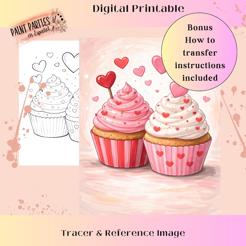 Valentine DIY Paint Party Printable Paint & Sip Template Canvas Stencil ...