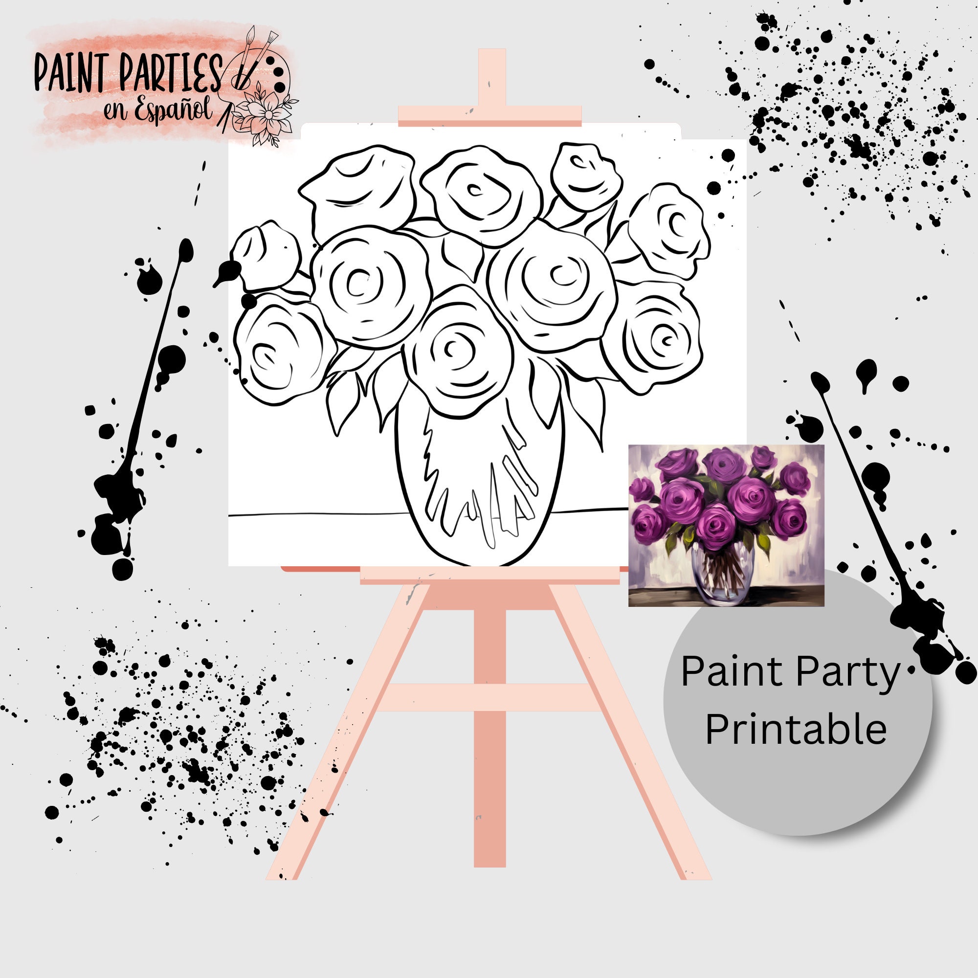 DIY Paint Party Printable Adult Paint & Sip Template Canvas Stencil ...