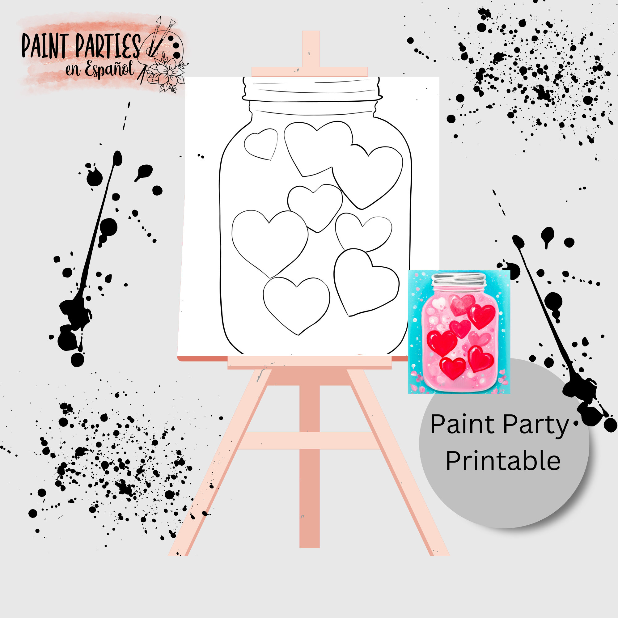 DIY Paint Party Printable Adult Paint & Sip Template Canvas Stencil ...