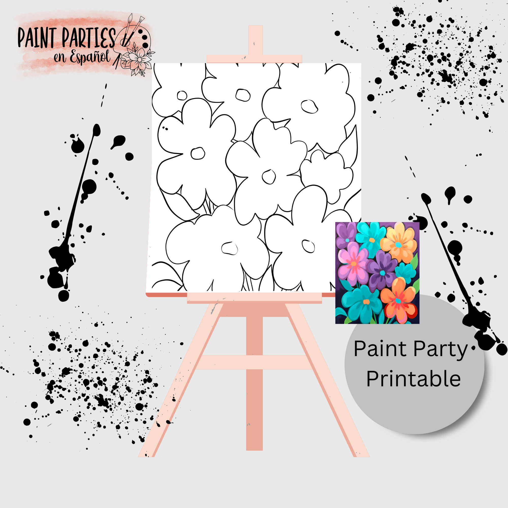 DIY Paint Party Printable Adult Paint & Sip Template Canvas Stencil ...