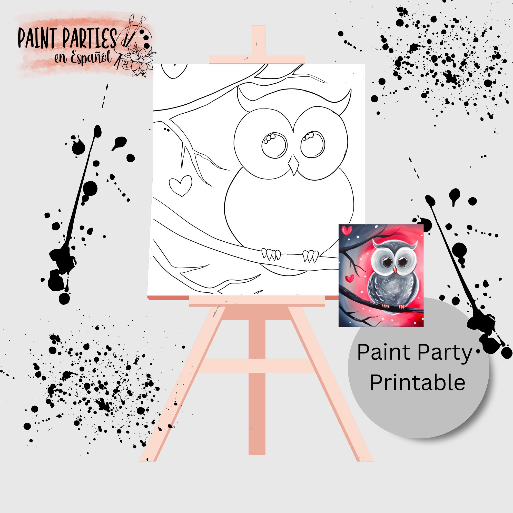 DIY Paint Party/pre-drawn/outline Canvas/adult Painting/paint & Sip/pre ...