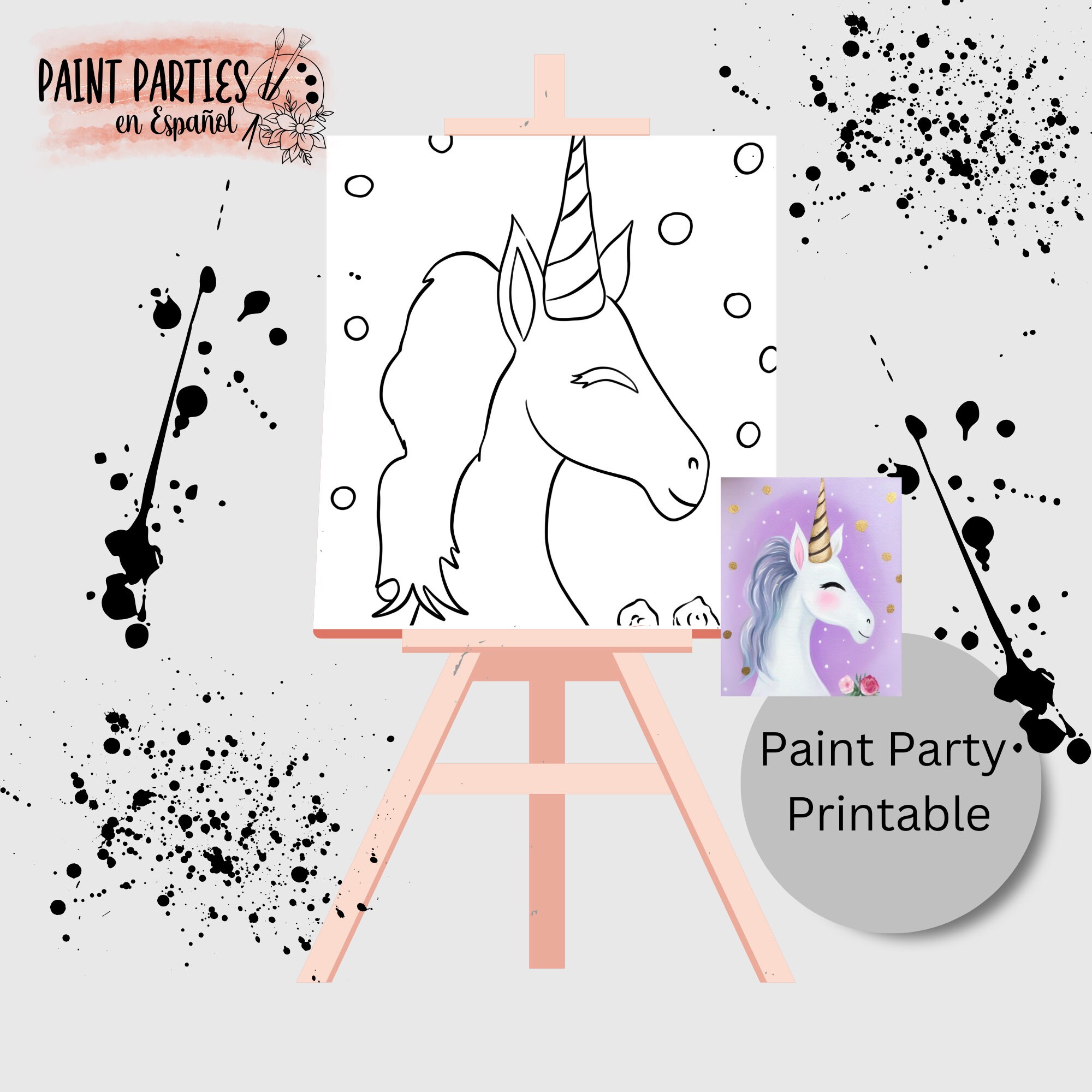 DIY Paint Party Printable Adult Paint & Sip Template Canvas Stencil ...