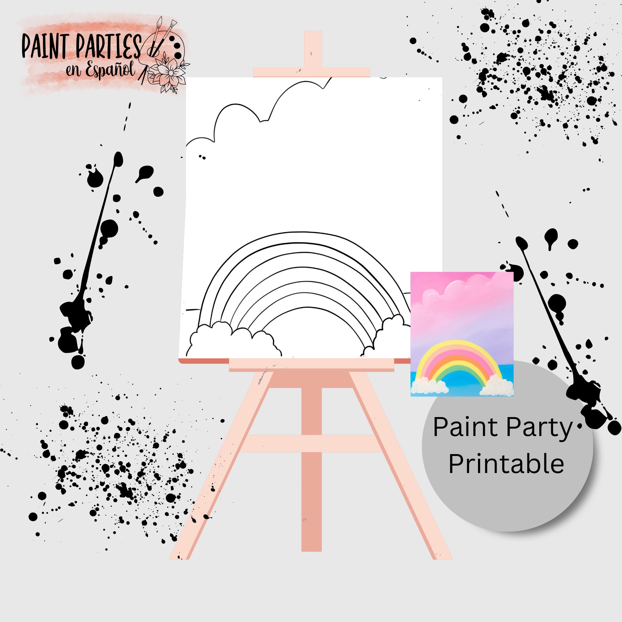 DIY Paint Party Printable Adult Paint & Sip Template Canvas Stencil ...