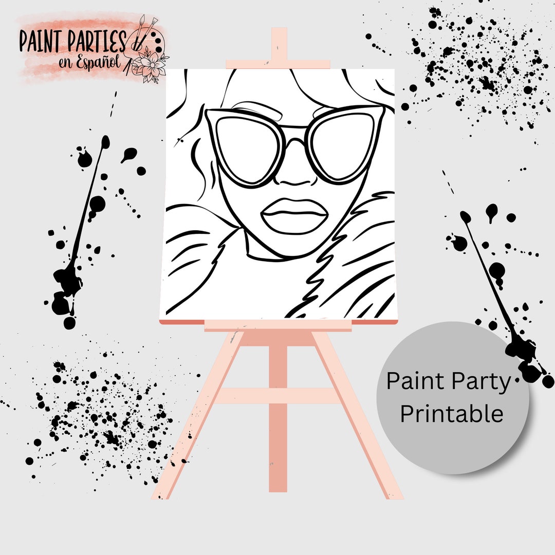 DIY Paint Party Printable Adult Paint & Sip Template Canvas Stencil ...