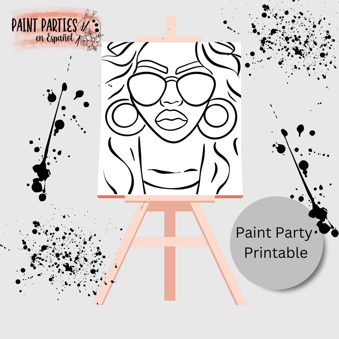 DIY Paint Party Printable Adult Paint & Sip Template Canvas Stencil ...