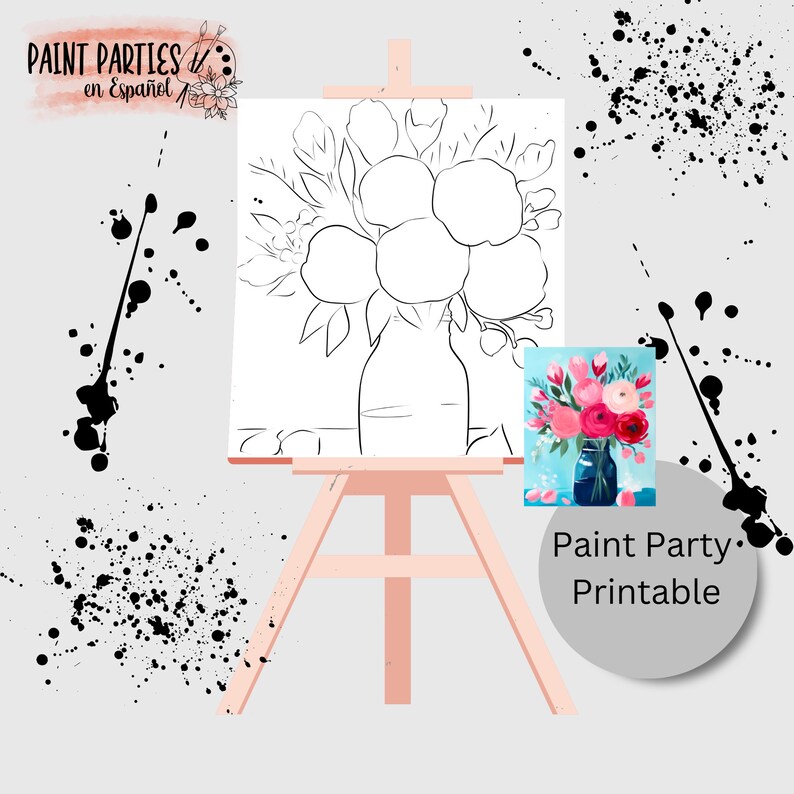 DIY Paint Party Printable Adult Paint & Sip Template Canvas Stencil ...