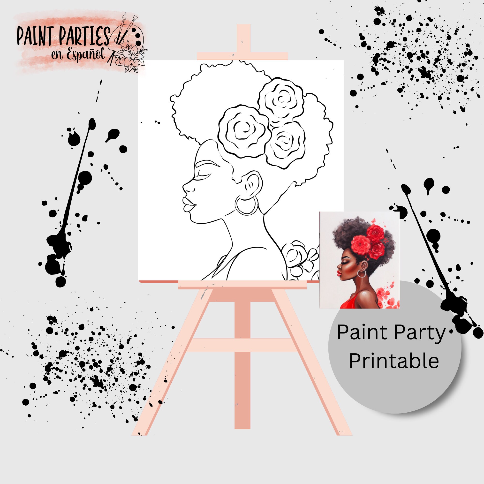 DIY Paint Party Printable Adult Paint & Sip Template Canvas Stencil ...