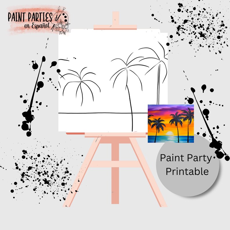 DIY Paint Party Printable Adult Paint & Sip Template Canvas Stencil ...
