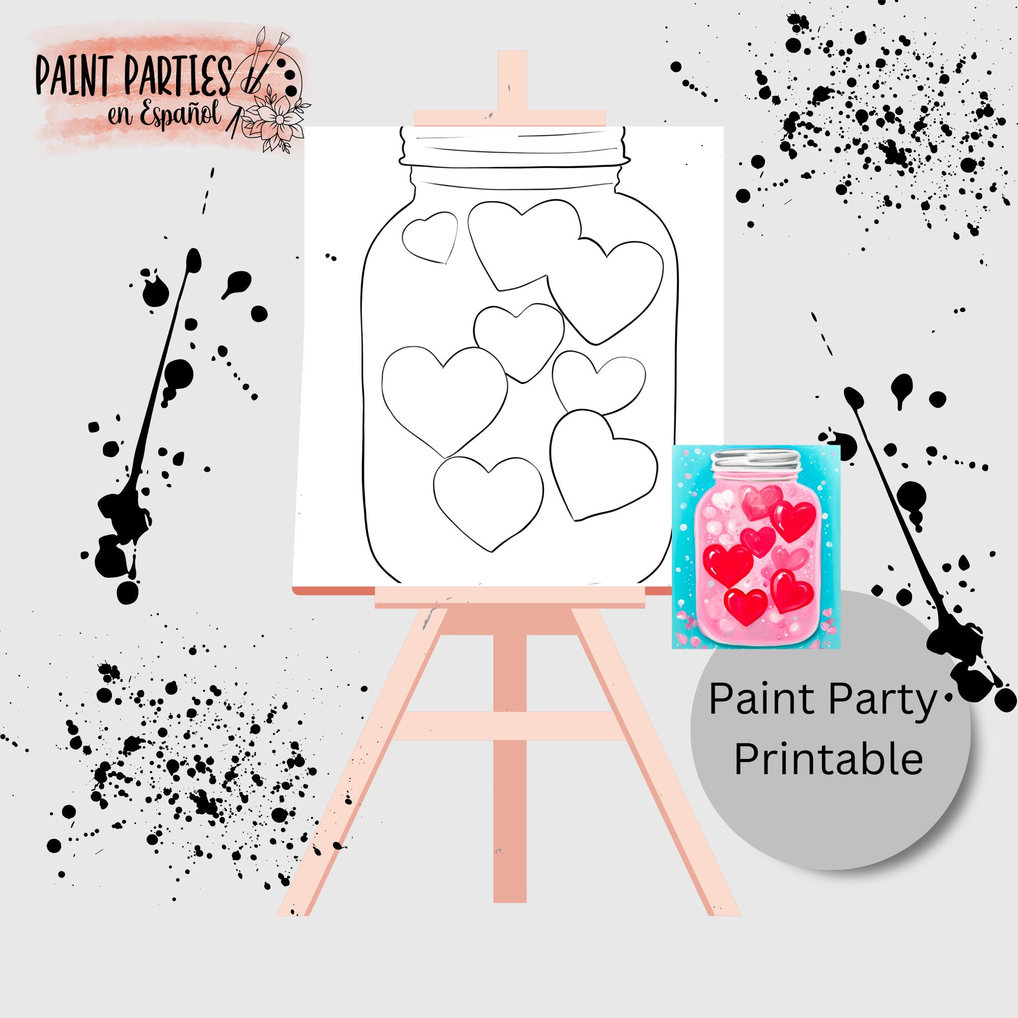 DIY Paint Party Printable Adult Paint & Sip Template Canvas Stencil ...