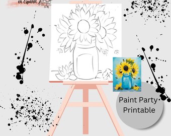 DIY Paint Party Printable Adult Paint & Sip Template Canvas Stencil ...
