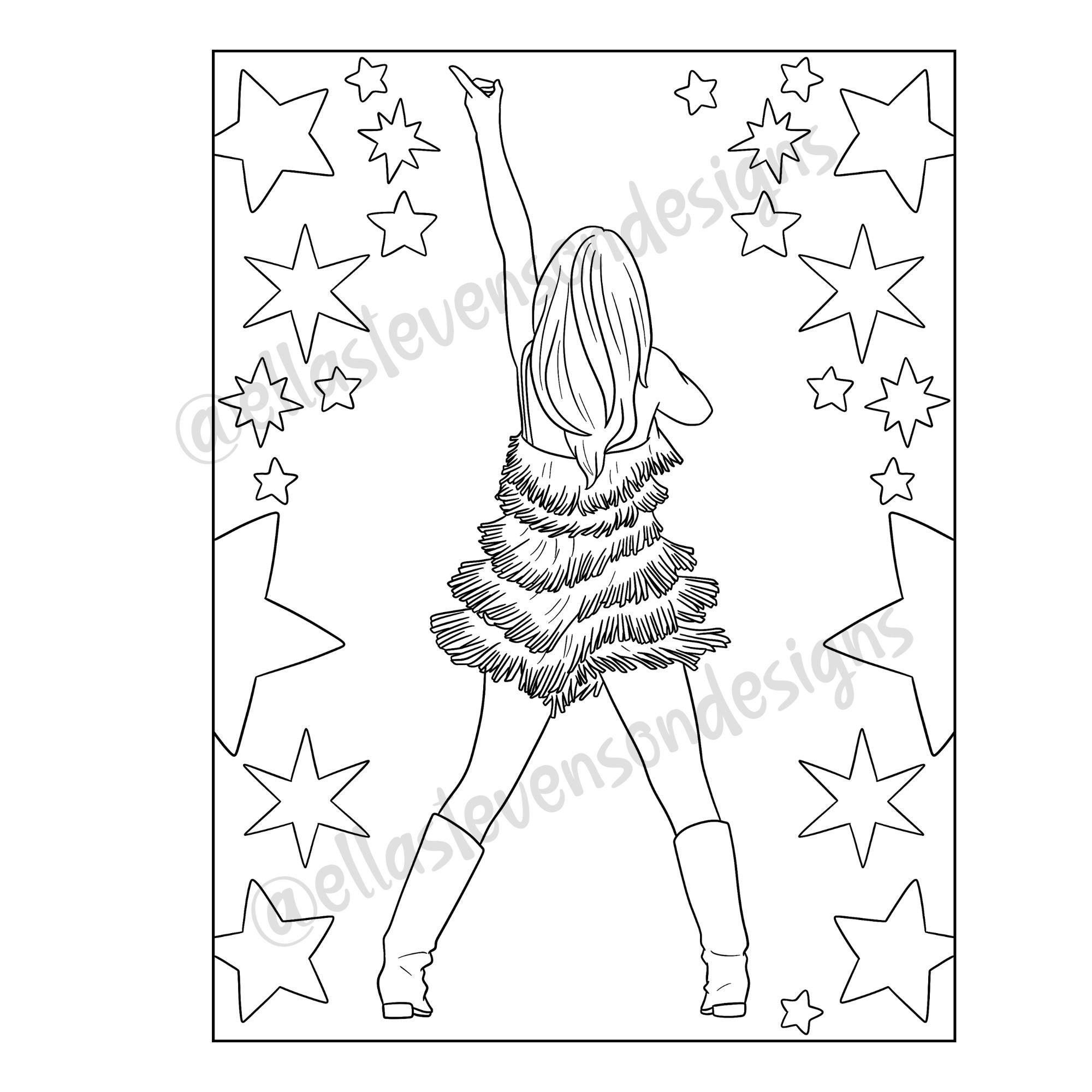Taylor Swift - Eras Tour Outfits - Coloring Pages. Swiftie Birthday ...