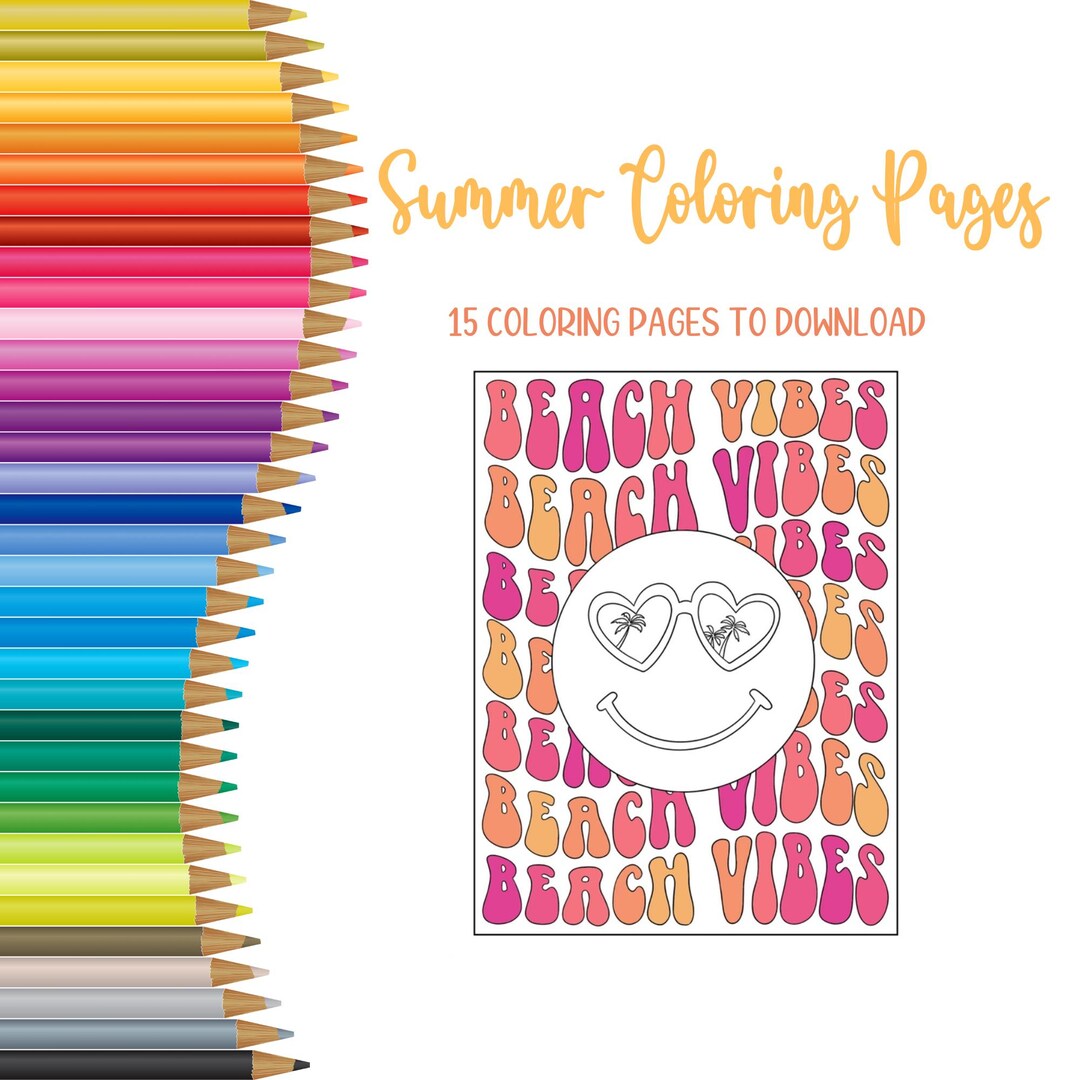 Summer Coloring Pages Bundle - Etsy