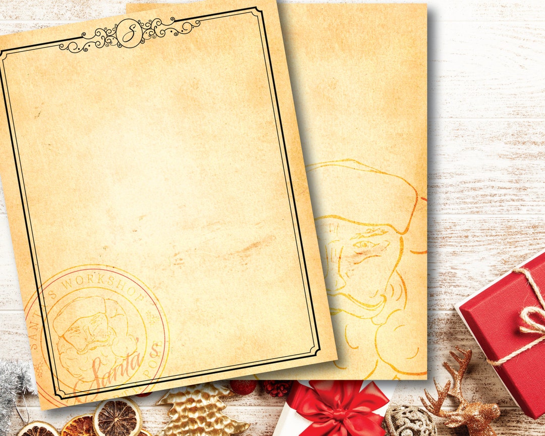 DIY Printable Santa Letterhead front and Back, Vintage Letterhead ...