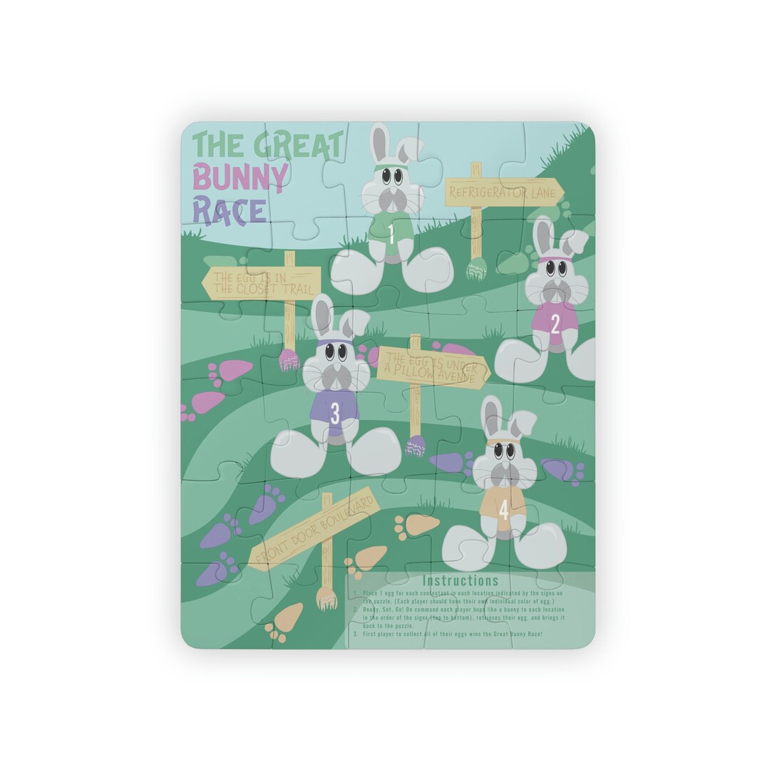 Easter Bunny Kids' Puzzle and Game, 30-piece the Great Bunny Race Game ...