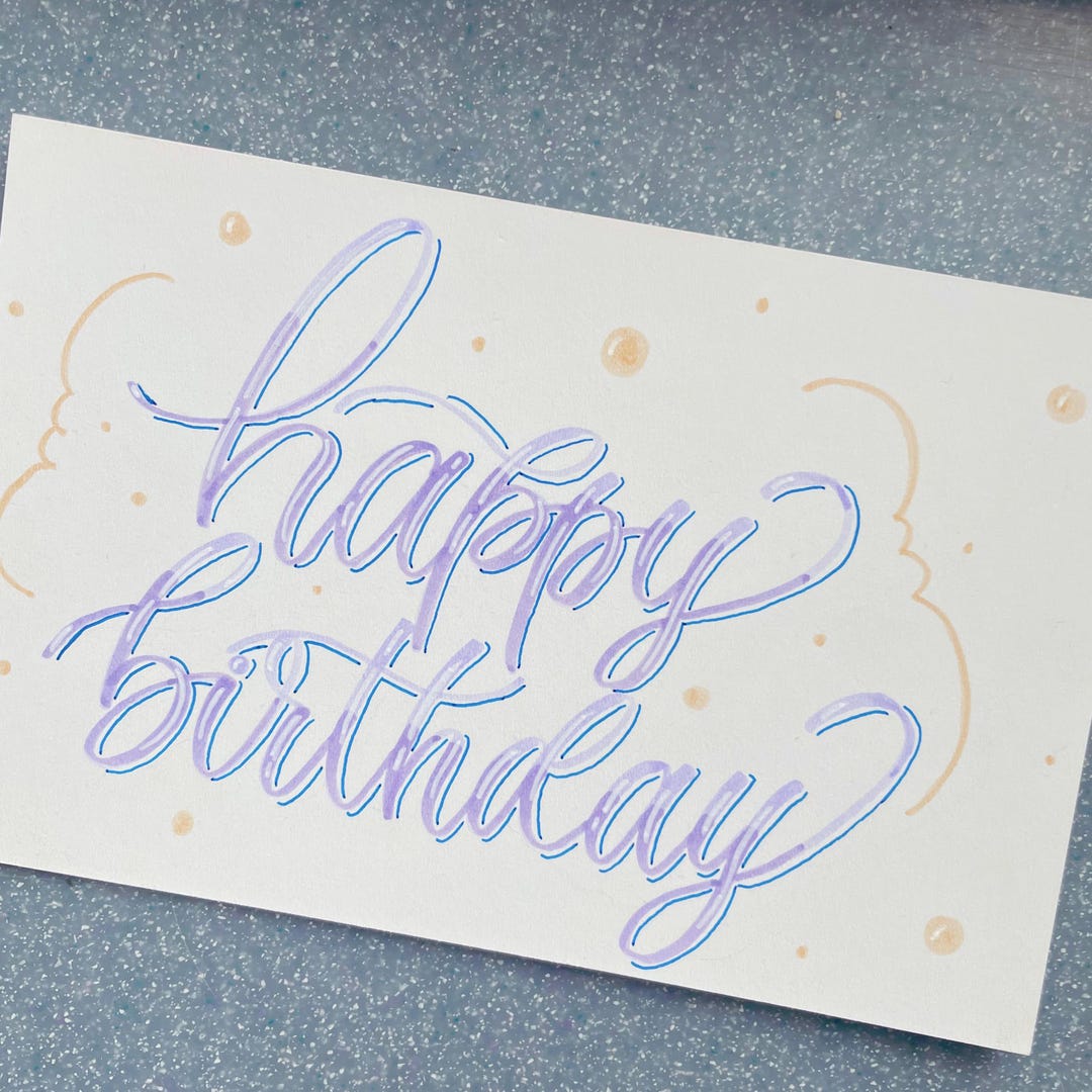 Handwritten Calligraphy Birthday Cards (brush Lettering, 4x6