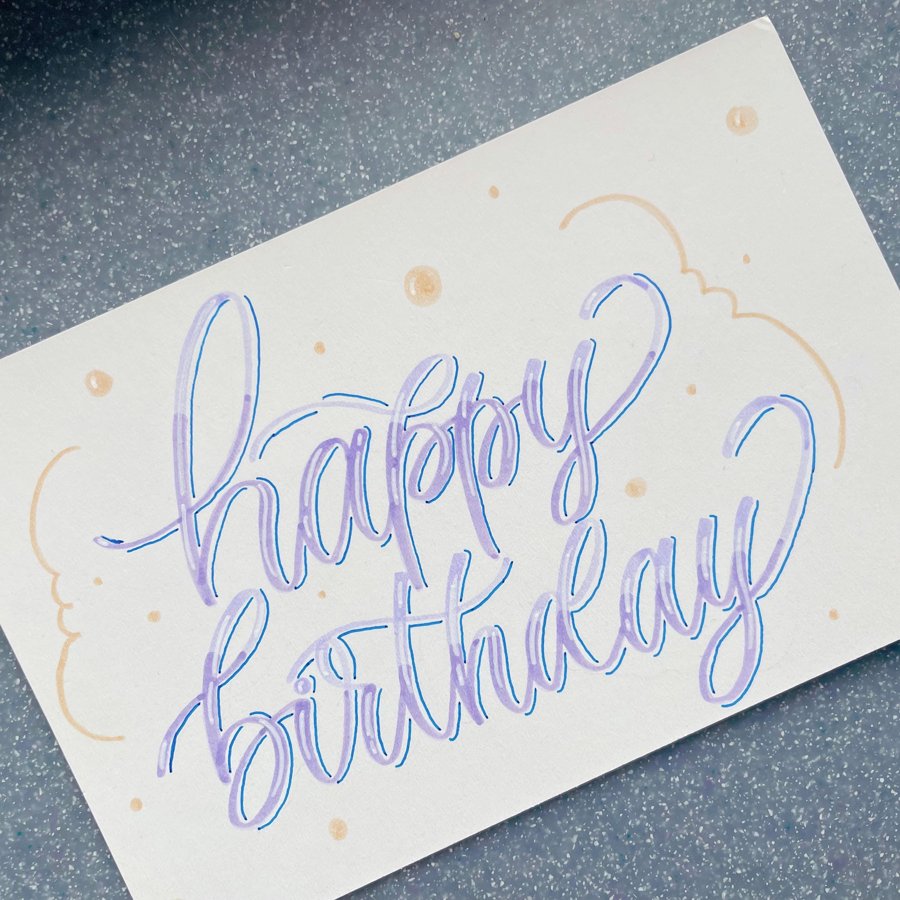 Handwritten Calligraphy Birthday Cards - Etsy
