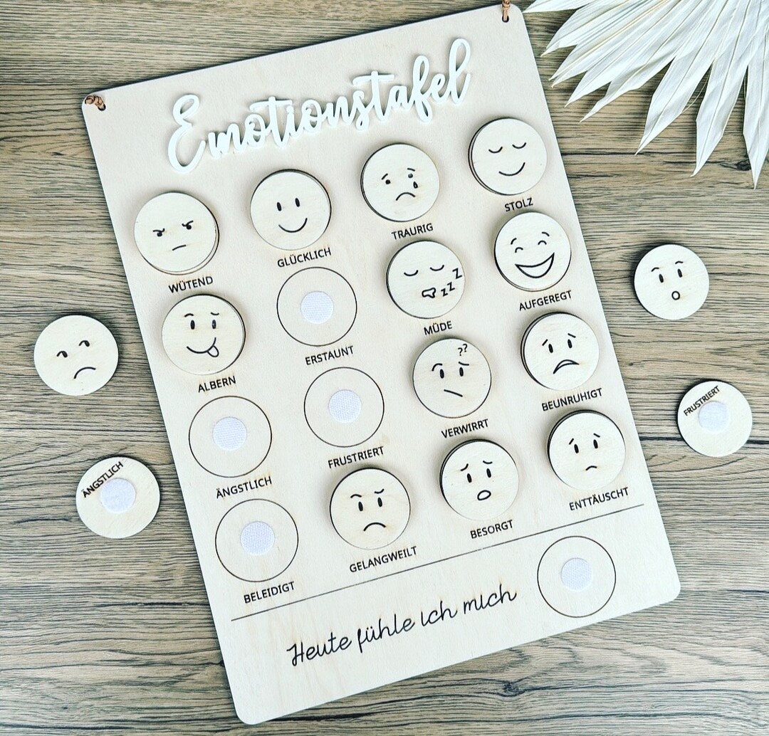 Emotion Board Made of Wood With Mirror, Personalized, Know and ...