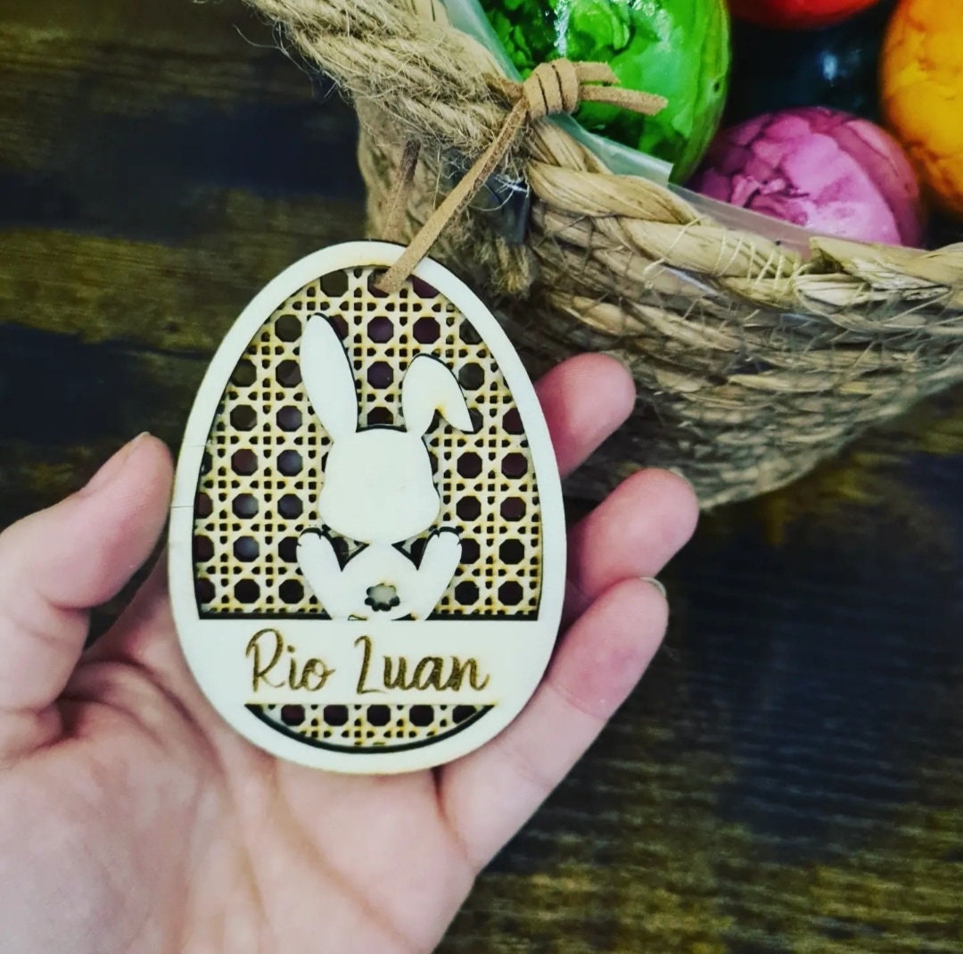 Personalized Rattan Rabbit Silhouette Easter Pendant 3D - Etsy