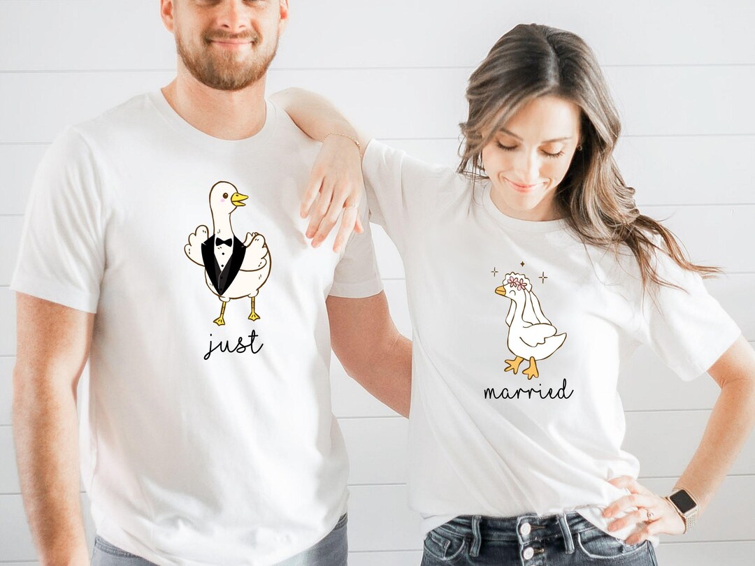 Funny Couple Just Married Duck Bride and Groom Shirt, Gift for Bride ...