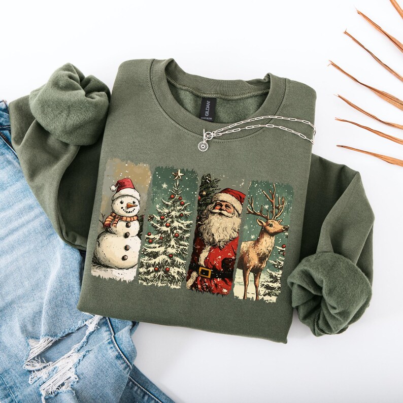 Retro Christmas Sweatshirt, Vintage Christmas Shirt, Santa Claus Shirt ...