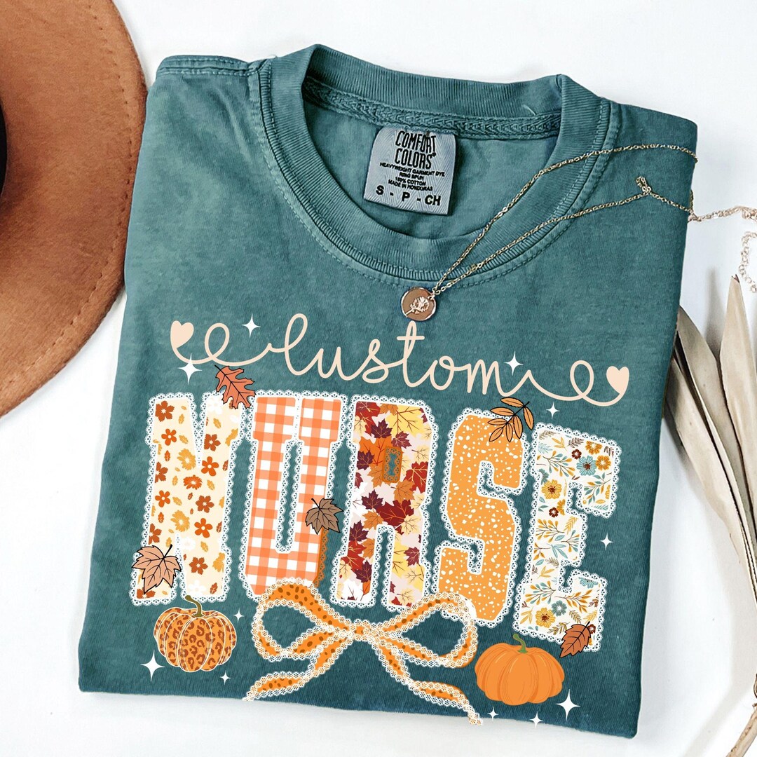 Comfort Color Custom Fall Nurse Shirt, Thanksgiving Nurse Tshirt ...