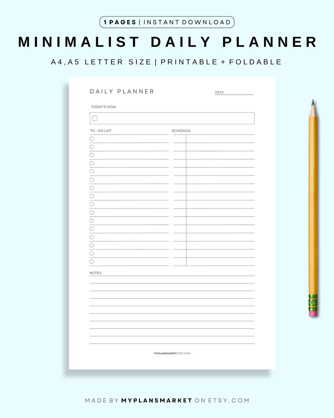 Minimalist Daily Planner Printable Daily to Do List for - Etsy