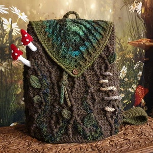 Bark Backpack Crochet PATTERN | Whimsical Goblincore Bag With Mushrooms ...
