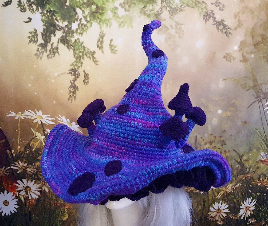The Twisted Mushroom Crochet Hat in Purple & Blue Mushroomcore ...