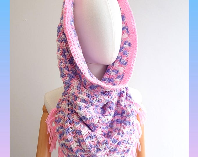 The Fringe-lined Elven Explorer Oversized Hooded Cowl Crocheted in ...