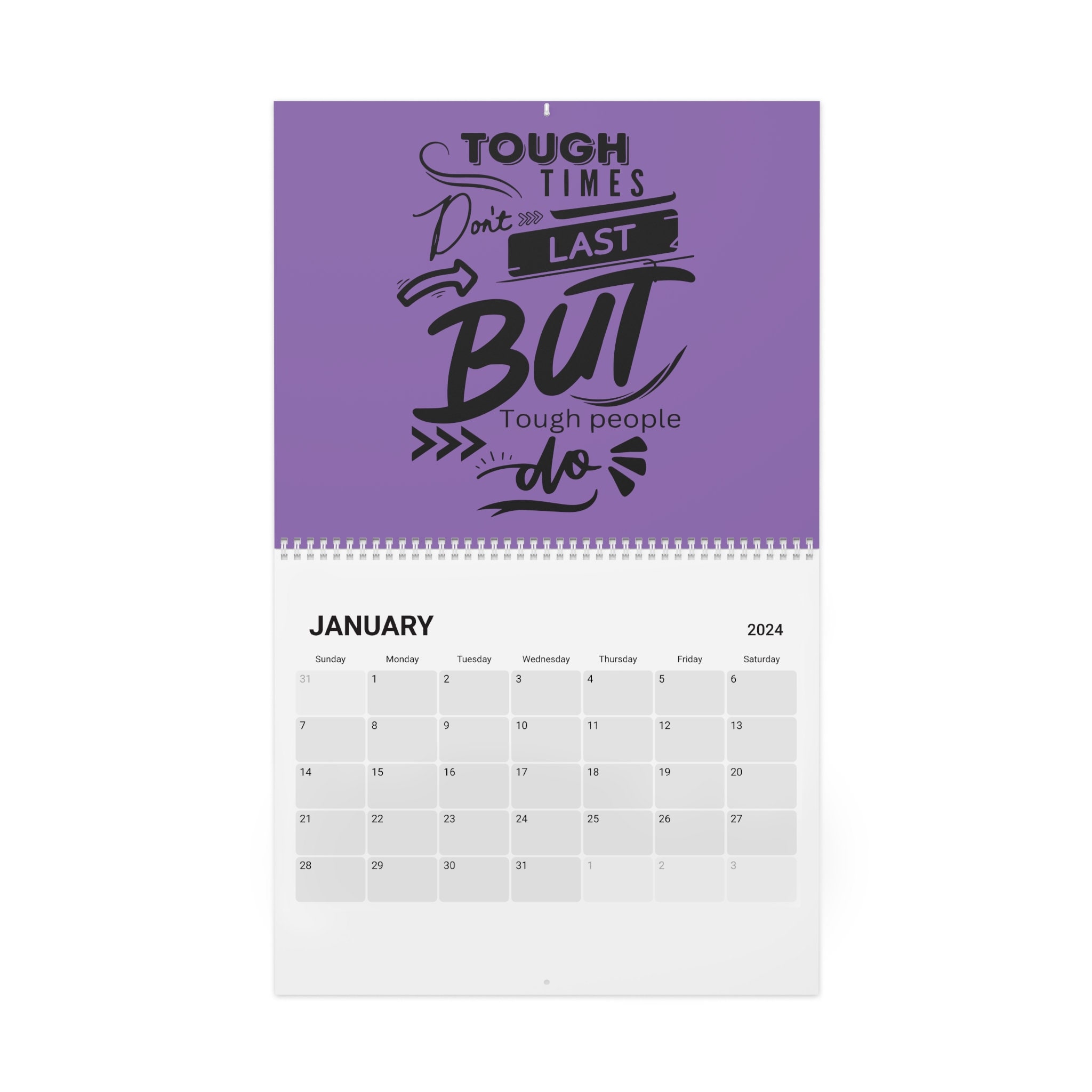 2024 Purple Wall Calendar With Monthly Affirmation Lavender Wall ...