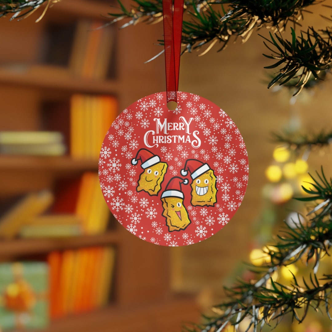 Chicken Nuggets in Santa Hats Red Christmas Ornament Funny Chicken ...