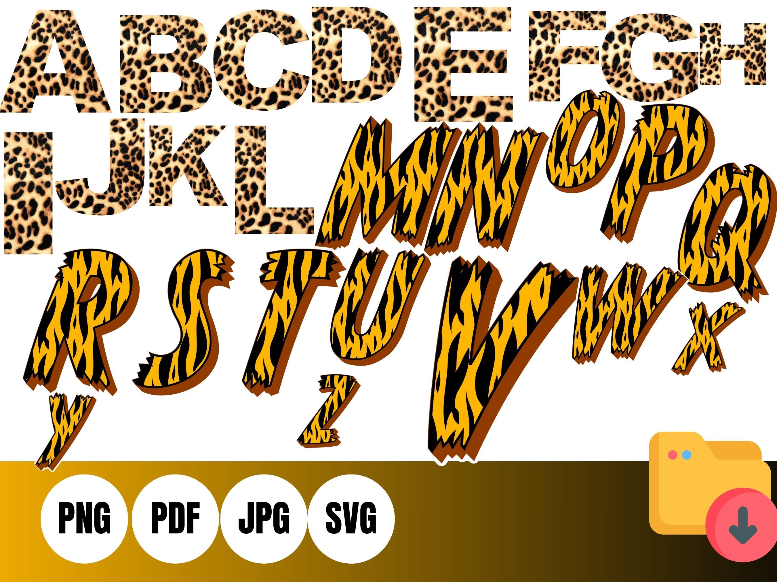 Tiger Font SVG TTF OTF Tiger Skin Font Animal Alphabet, Animal Letters ...