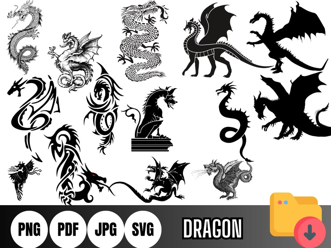 Dragon SVG Bundle - Dragon PNG Bundle - Dragon Clipart - Dragon SVG Cut ...