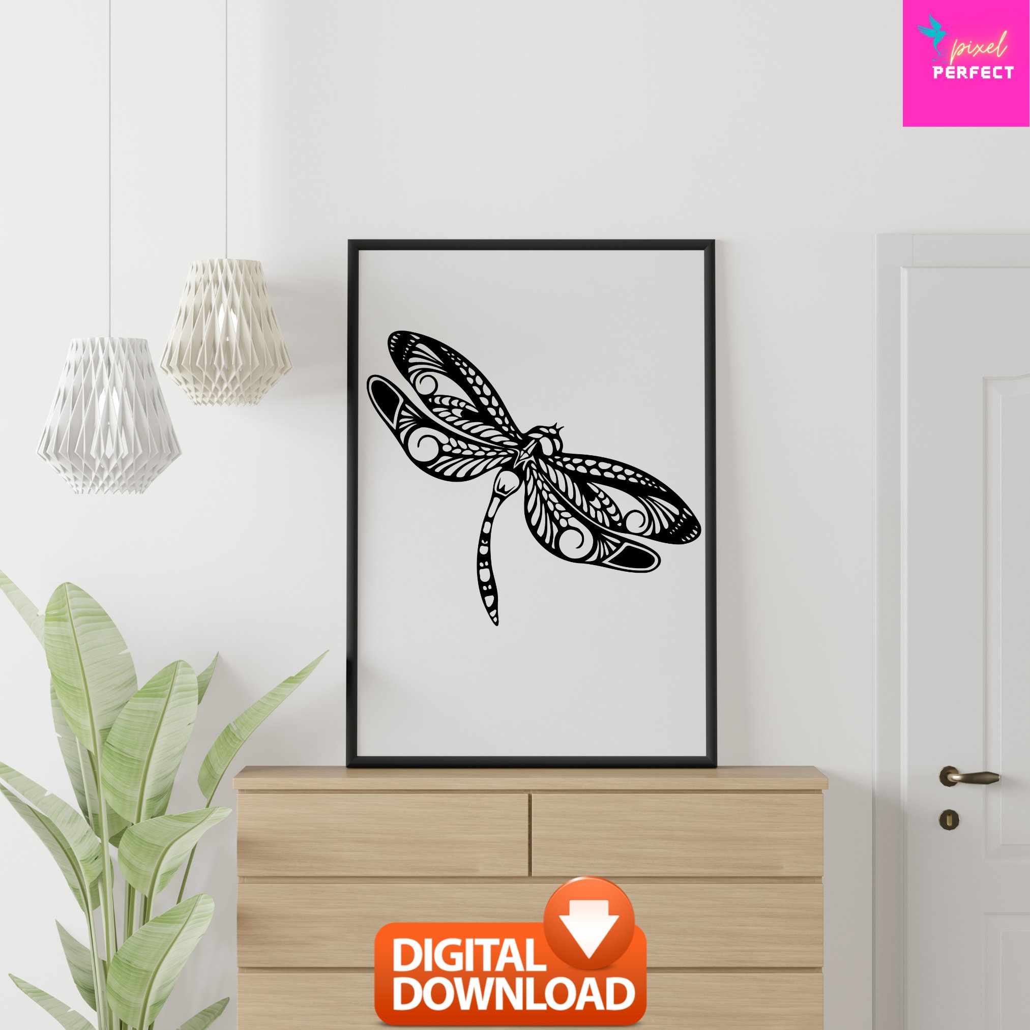 Dragonfly Mandala SVG, DRAGONFLY Vector, Dragonfly Mandala Zentangle ...