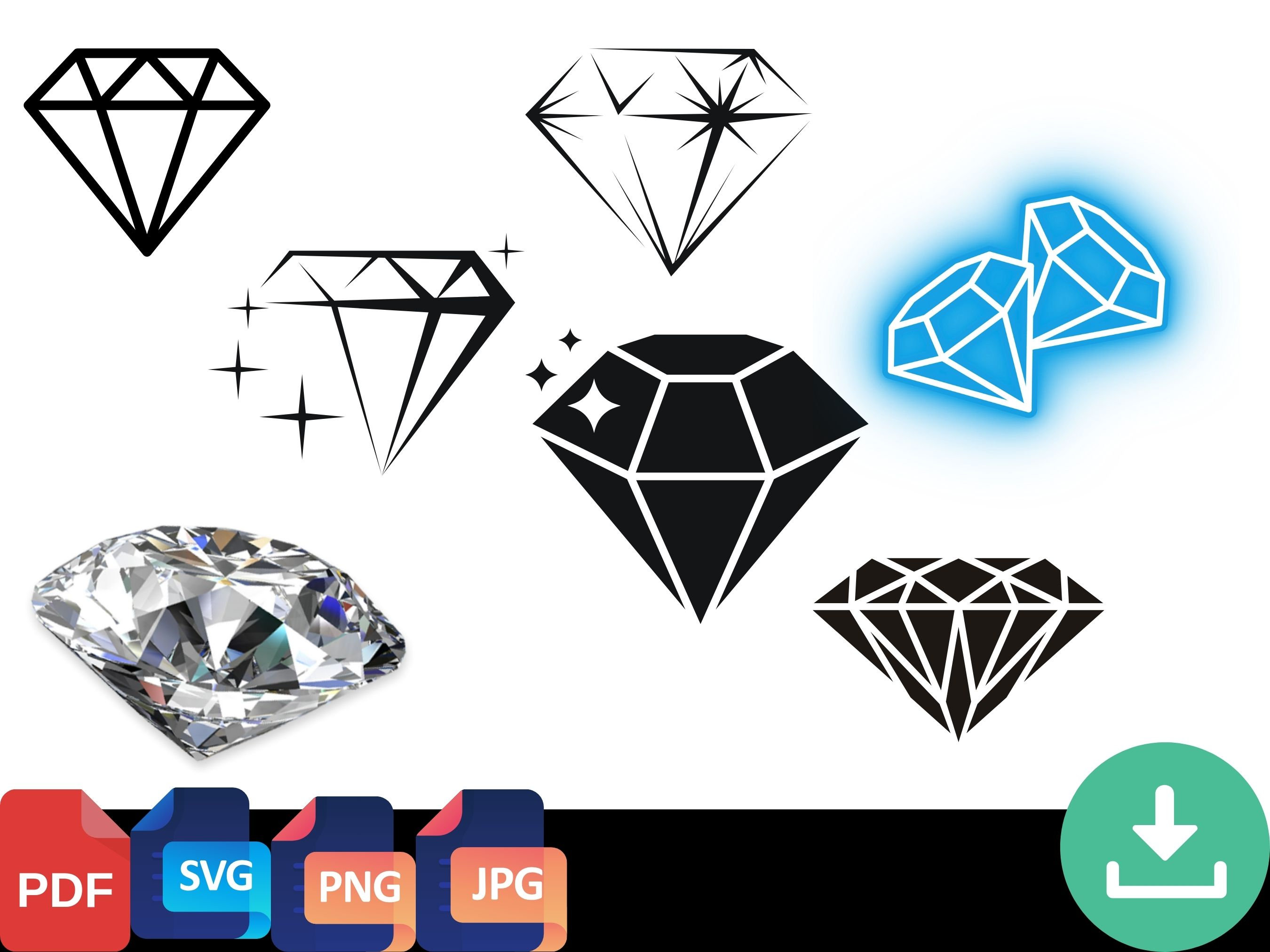 Diamond SVG Bundle Diamond PNG Bundle Diamond Clipart Wedding Diamond ...
