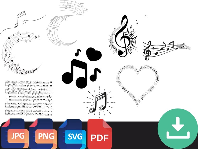 Music Notes SVG Music Notes Bundle Clipart Cut Files for Cricut Music ...