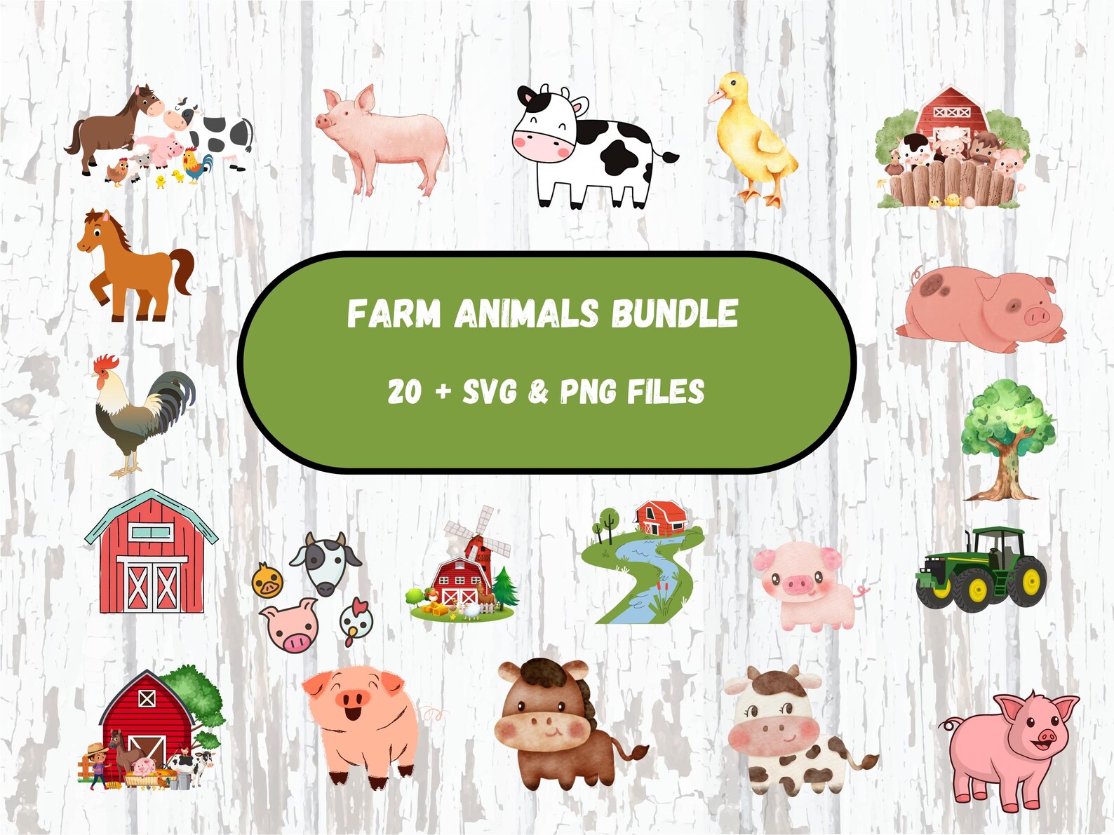 Cute Farm Animals SVG Bundle | Adorable Barnyard Clipart | Perfect for ...
