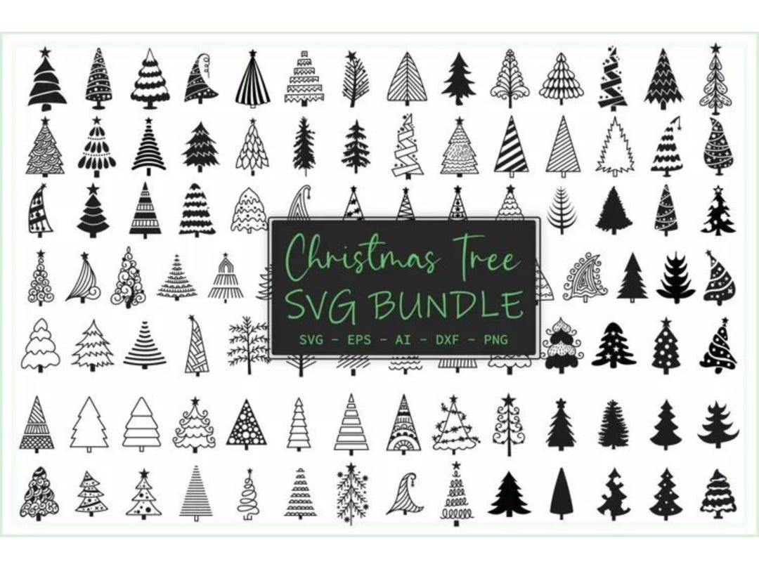 96 Tree SVG Bundle Retro Christmas Clipart Groovy Tree PNG Holiday Tree ...