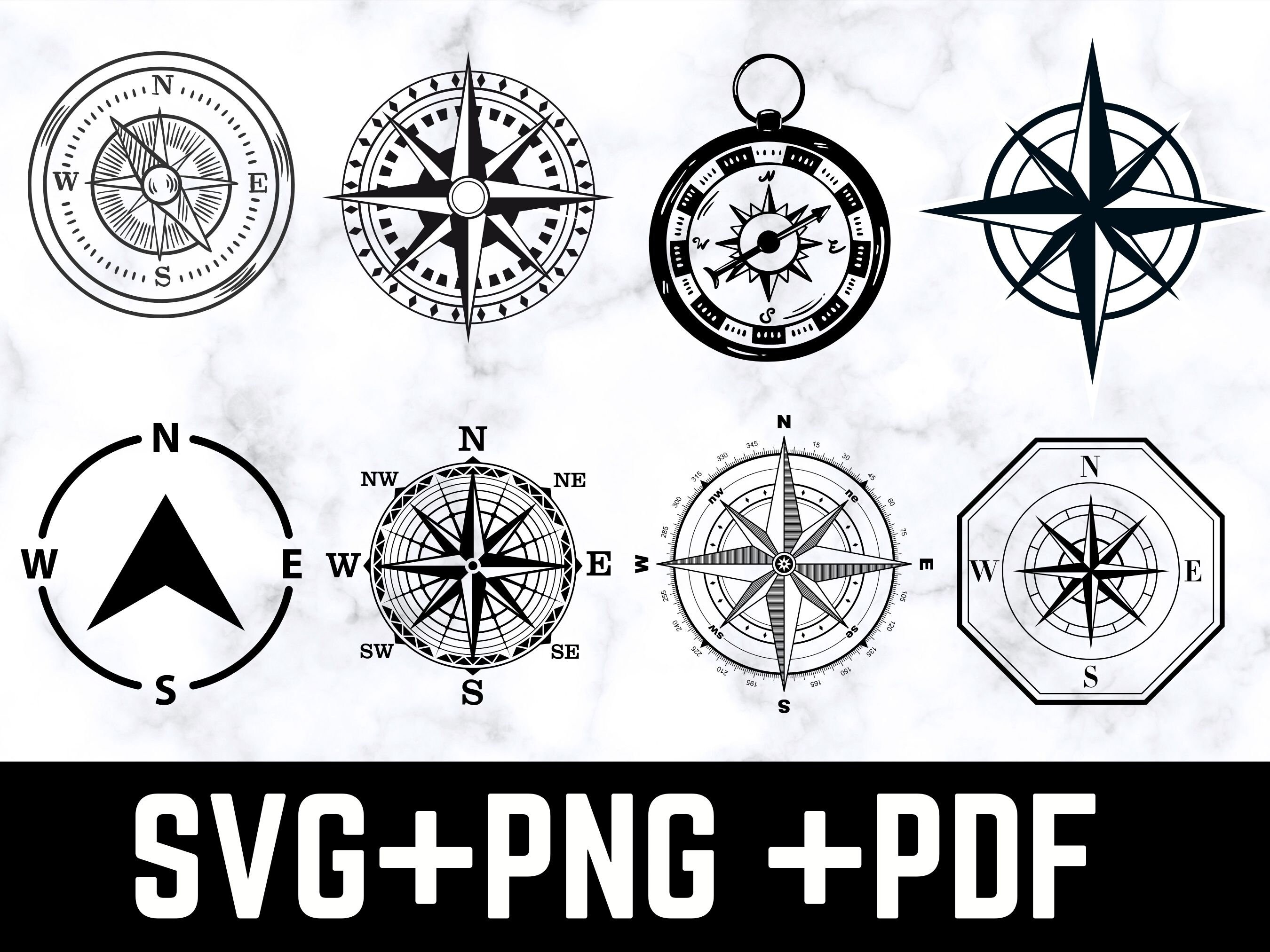 Compass Collection Set , Compass SVG, Nautical Compass SVG, Compass ...