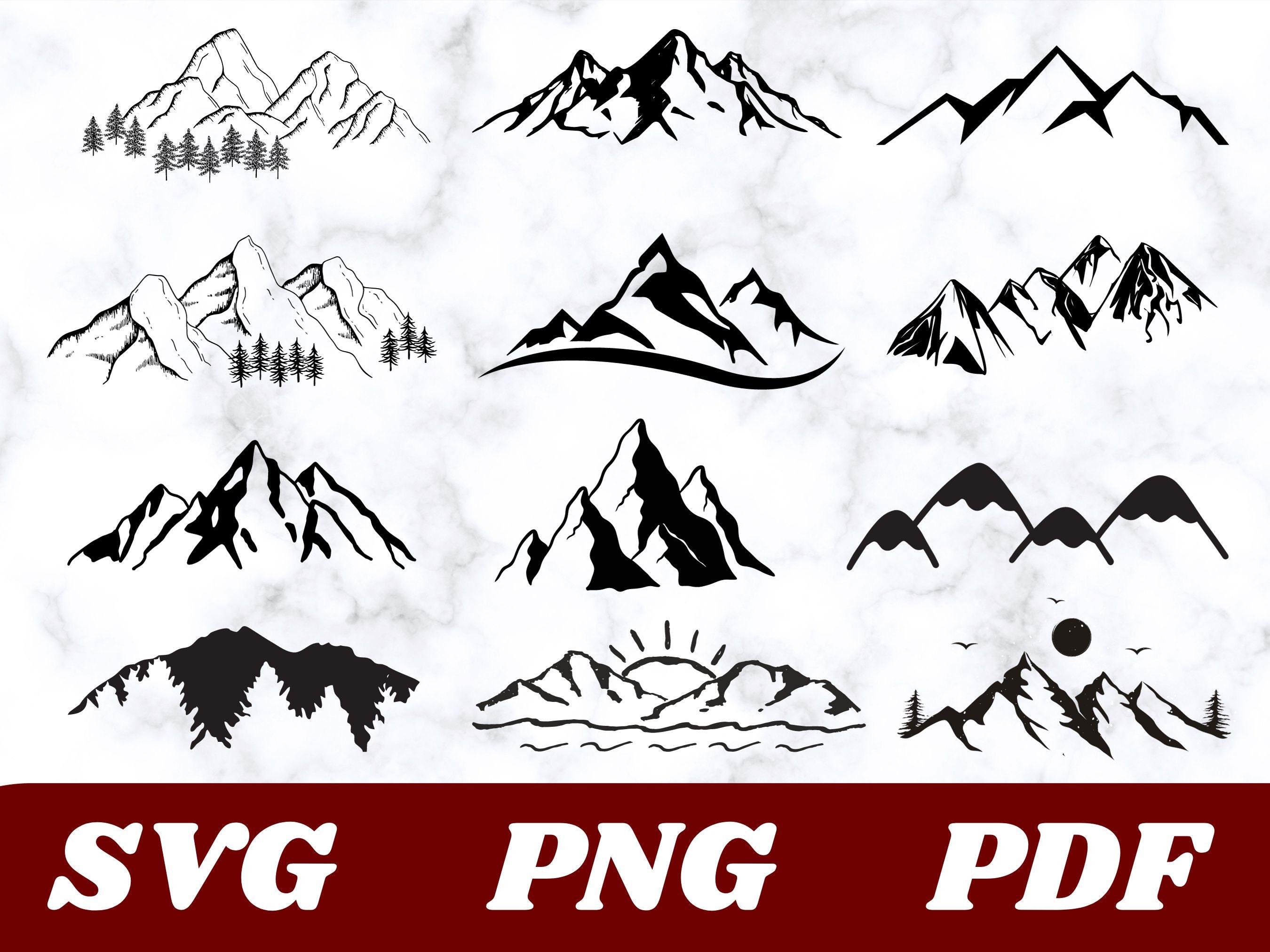 Mountains SVG, File for Cricut, Mountain Silhouette, Cut Files ...