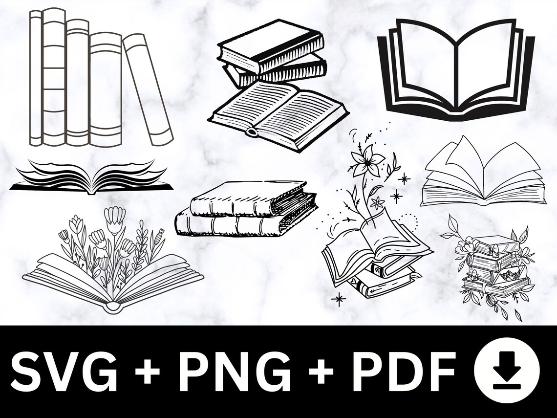 Book Svg Bundle , Book PNG, Book SVG Bundle , Floral Book SVG , Book ...