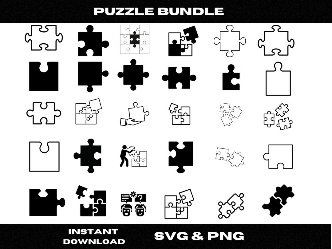 Puzzle SVG Bundle 30 Puzzle Piece Designs Craft Scrapbooking DIY Files ...